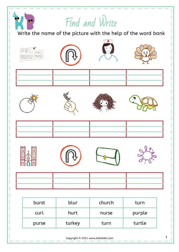 Unlocking the 'UR' Sound: Find and Write Phonics Worksheets