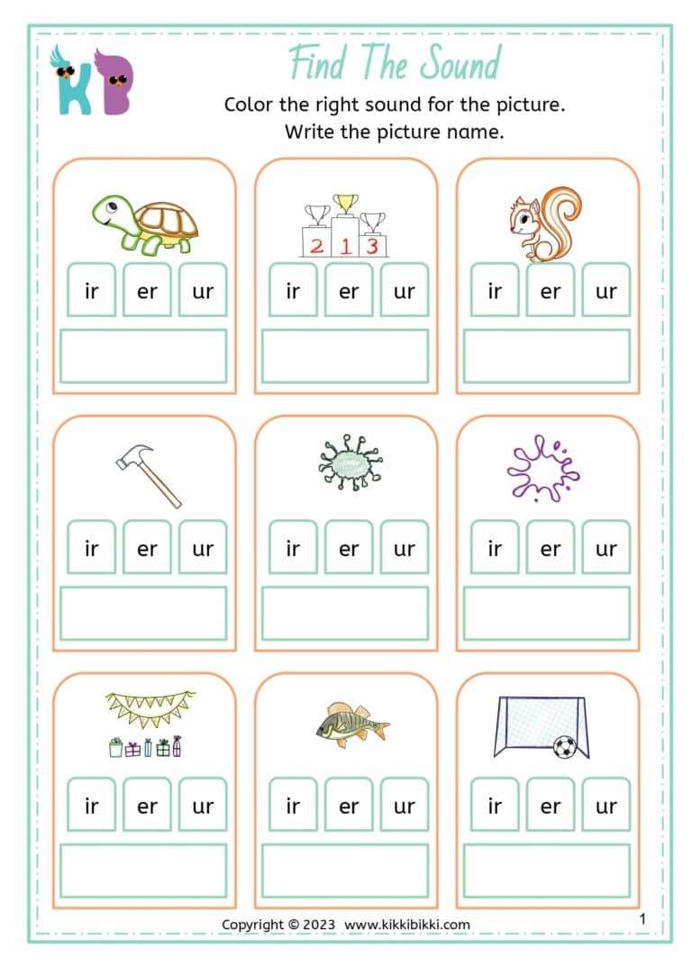 Bossy R Sound Family - Find the Sound Worksheets
