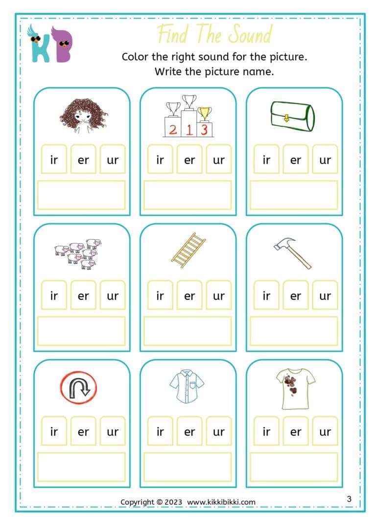 Bossy R Sound Family - Find the Sound Worksheets