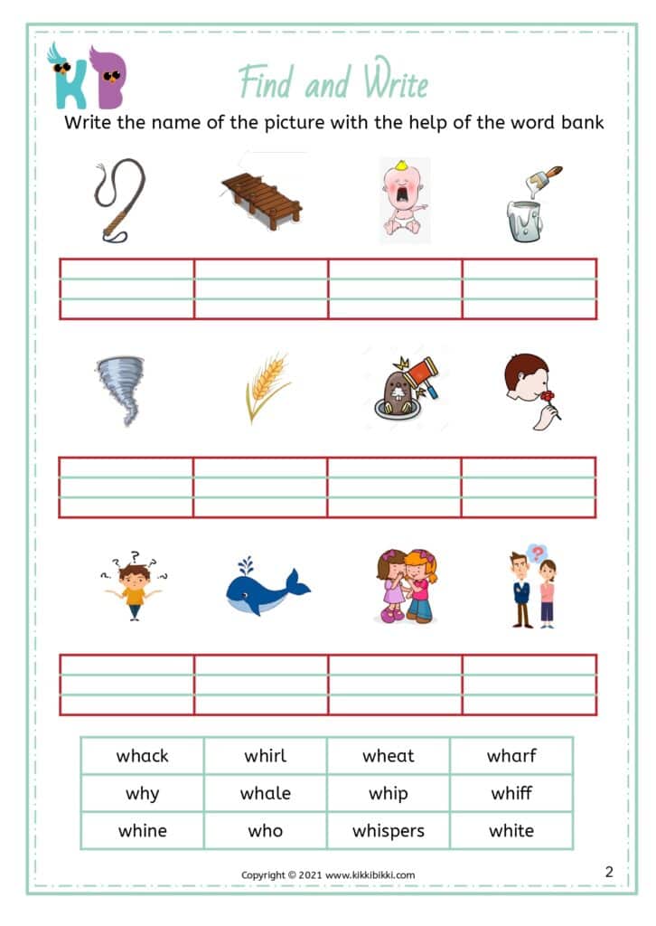 "Consonant Digraphs: Finding and Writing WH Sounds"