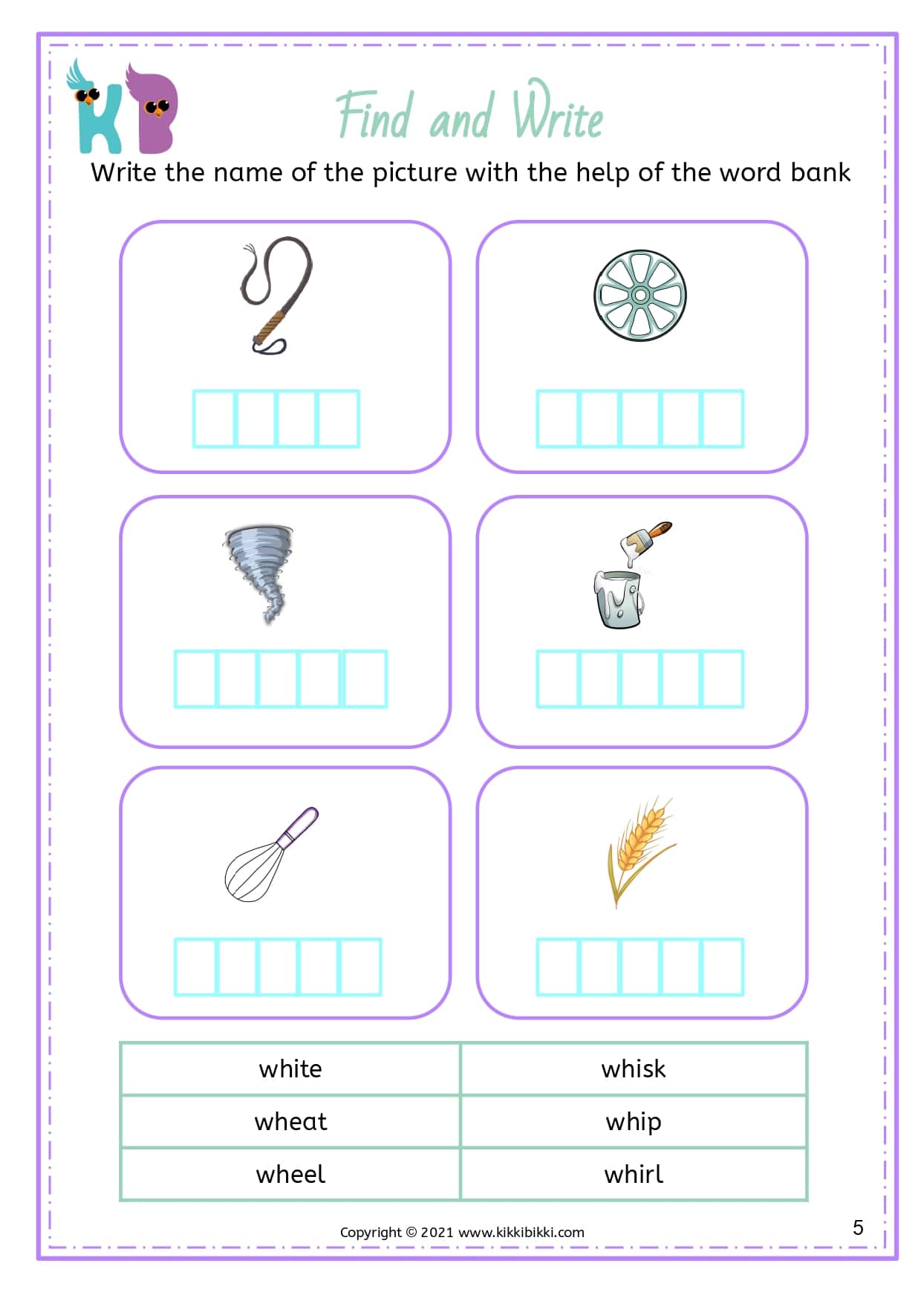 "Consonant Digraphs: Finding and Writing WH Sounds"