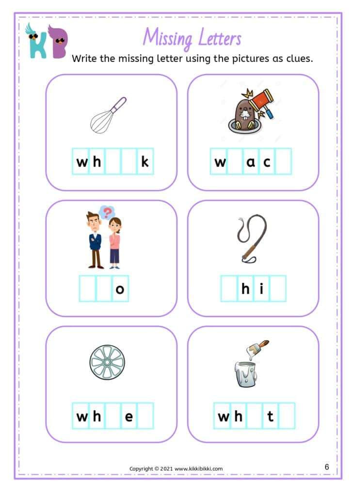 Phonics Fun: WH Sound Missing Letters Worksheet