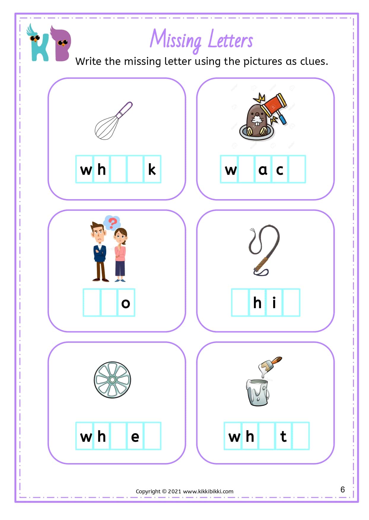 Phonics Fun: WH Sound Missing Letters Worksheet