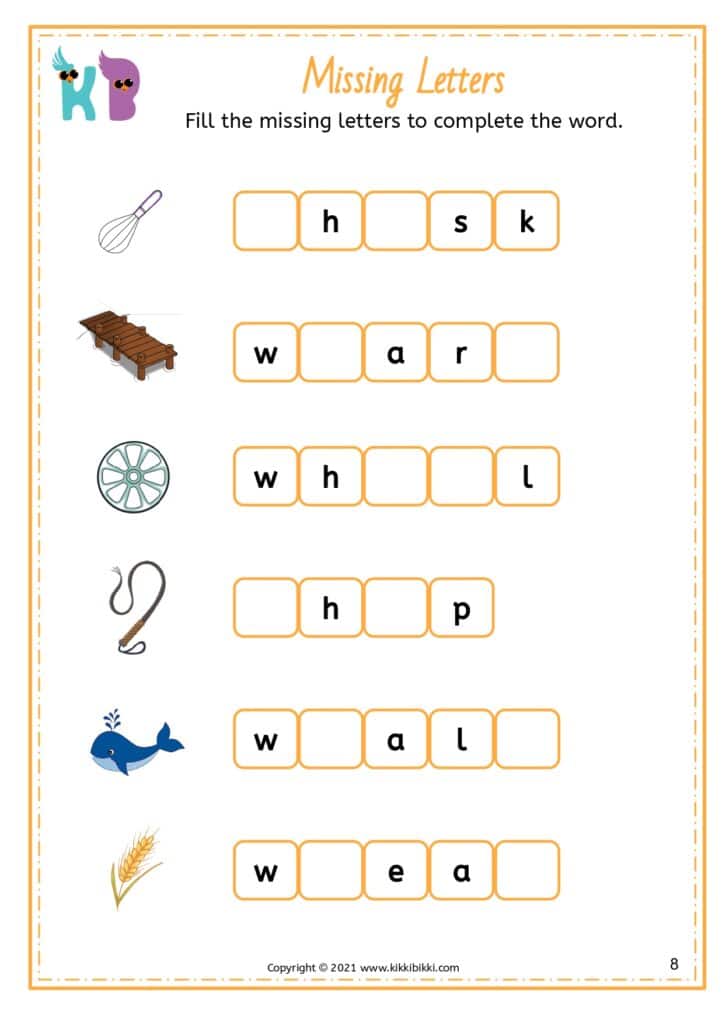 Phonics Fun: WH Sound Missing Letters Worksheet