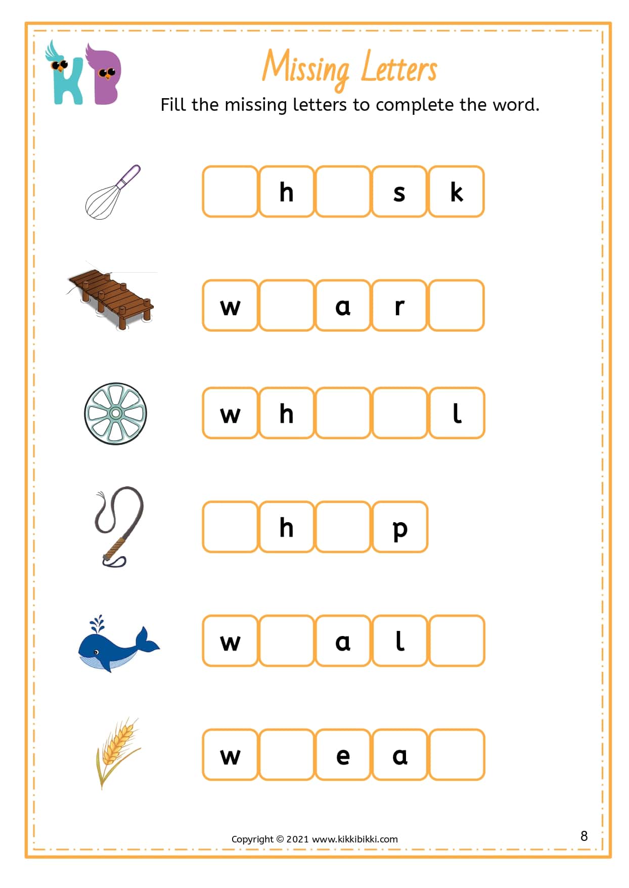 Phonics Fun: WH Sound Missing Letters Worksheet