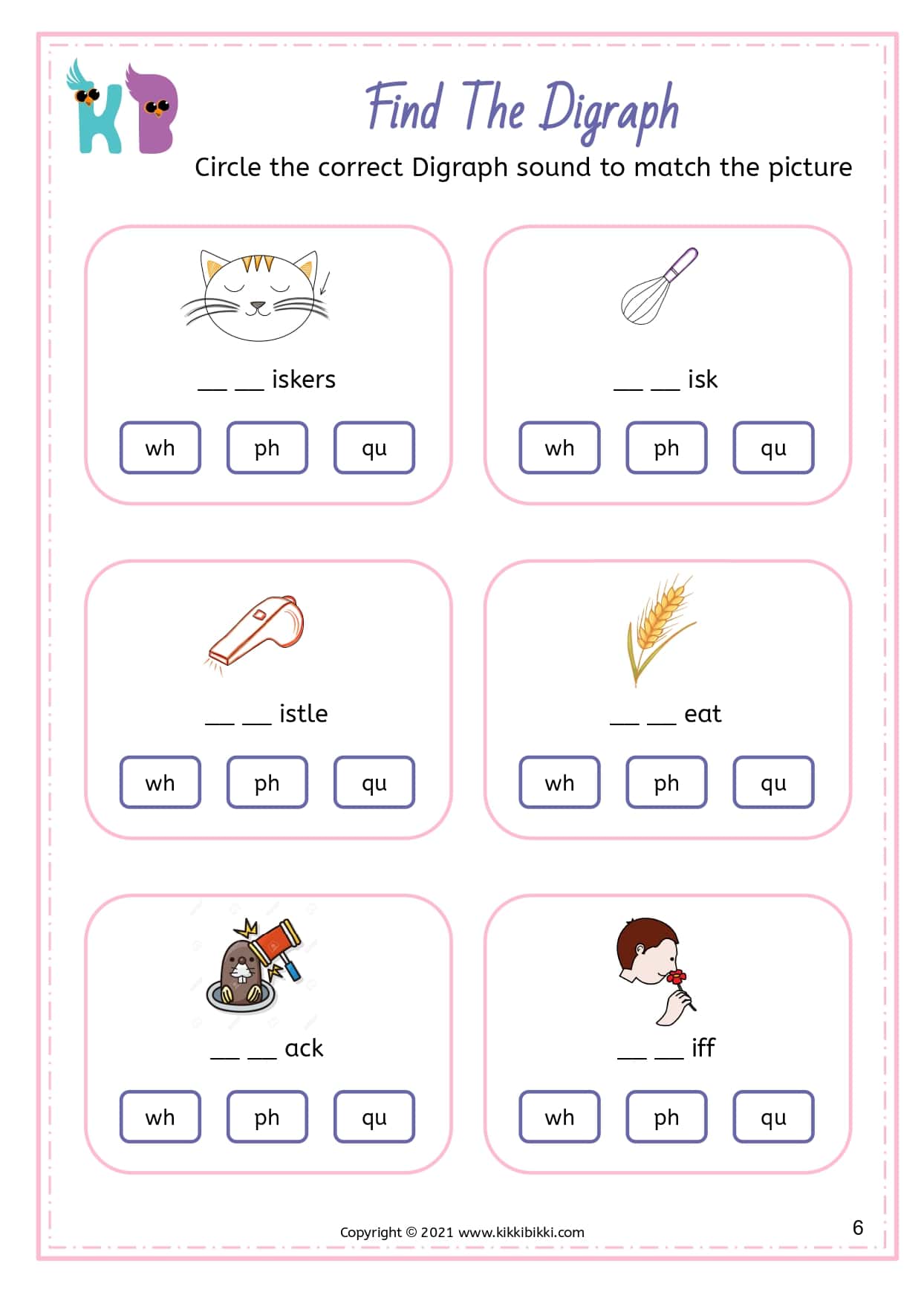 WH Sounds: Free Write the Sound Worksheets for Kindergarten