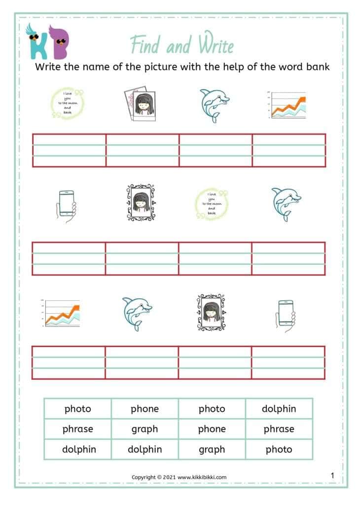 Exploring the 'PH' Sound: Find and Write Worksheets