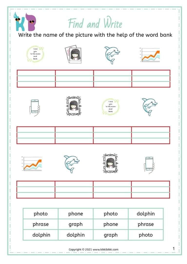 Exploring the 'PH' Sound: Find and Write Worksheets