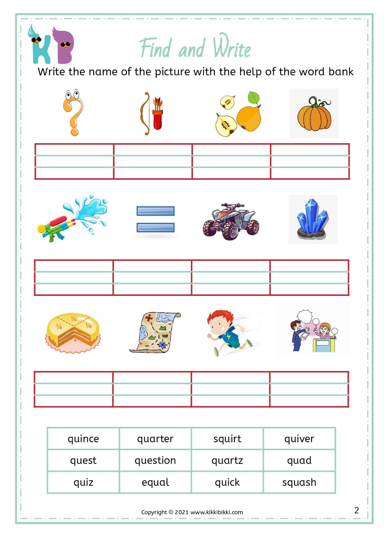 Introduction to 'qu' Sound - Find and Write Worksheets