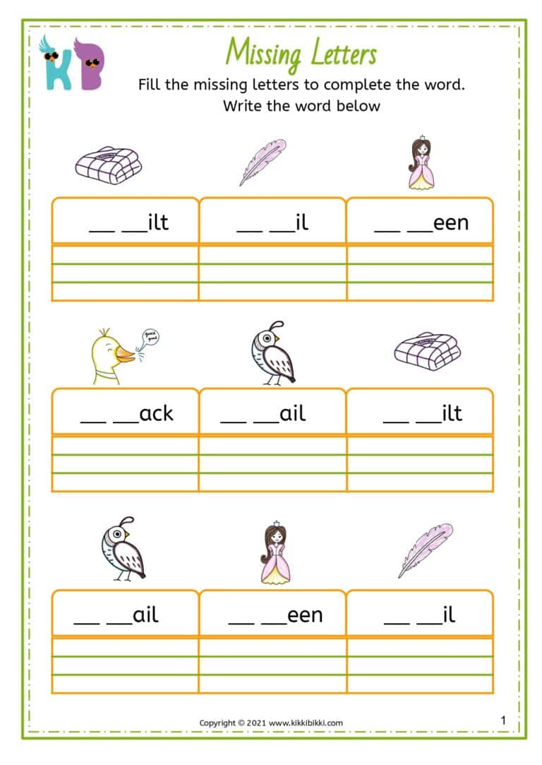 Introduction to 'qu' Sound - Missing Letters Worksheets