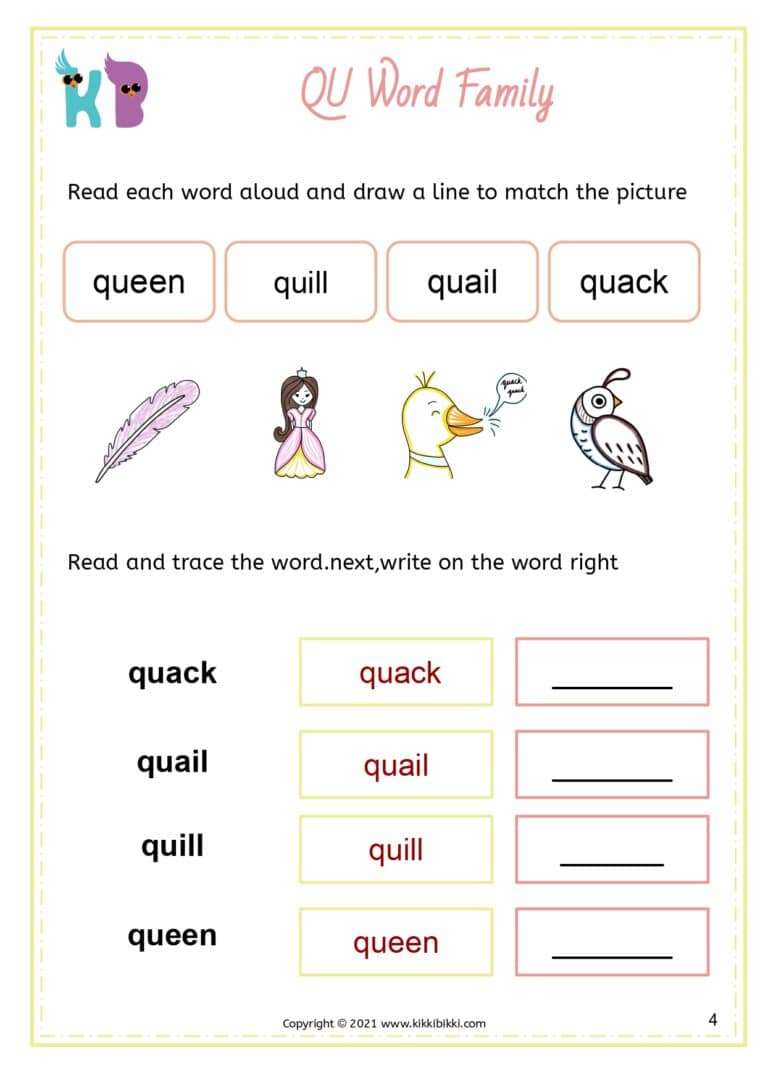 Introduction to 'qu' Sound - Missing Letters Worksheets