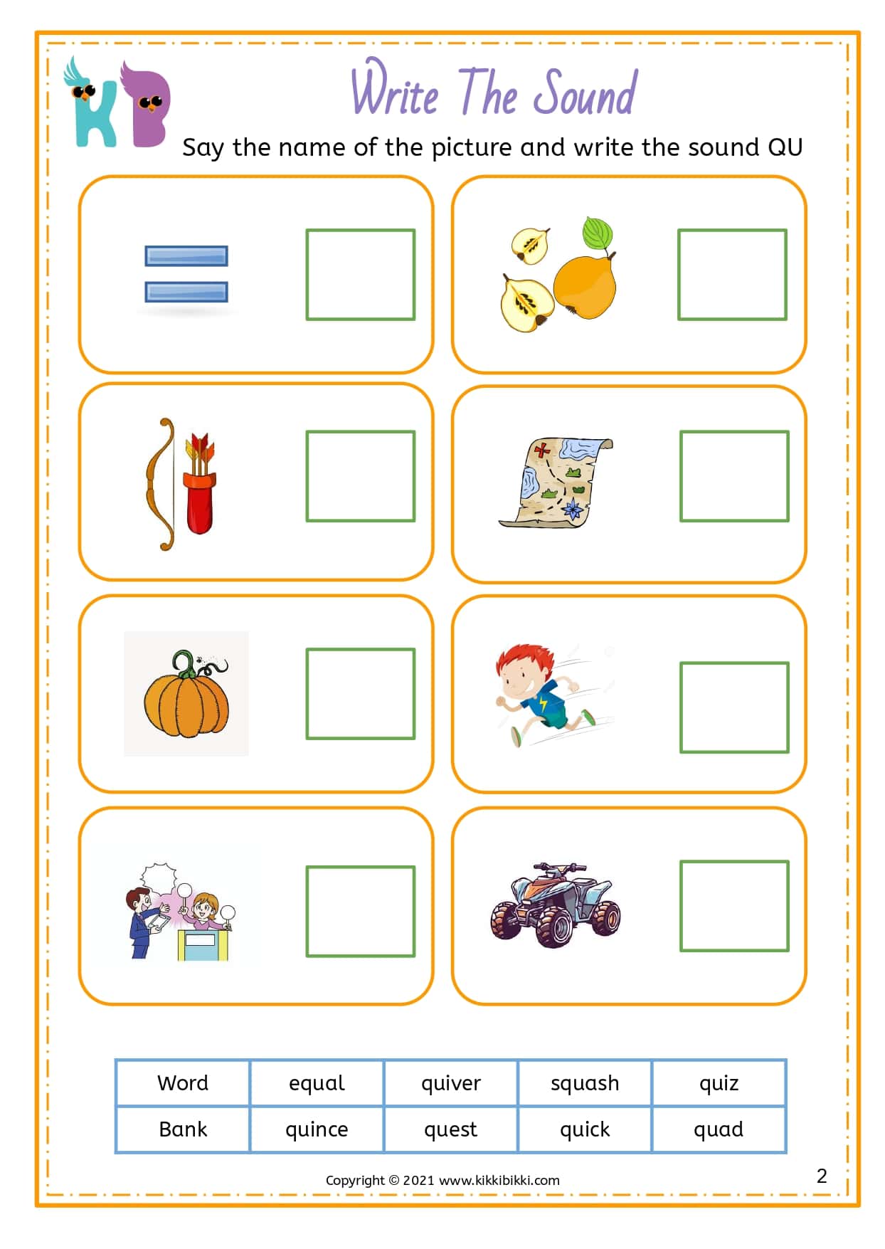 Introduction to 'QU' Sound - Write the Sound Worksheets