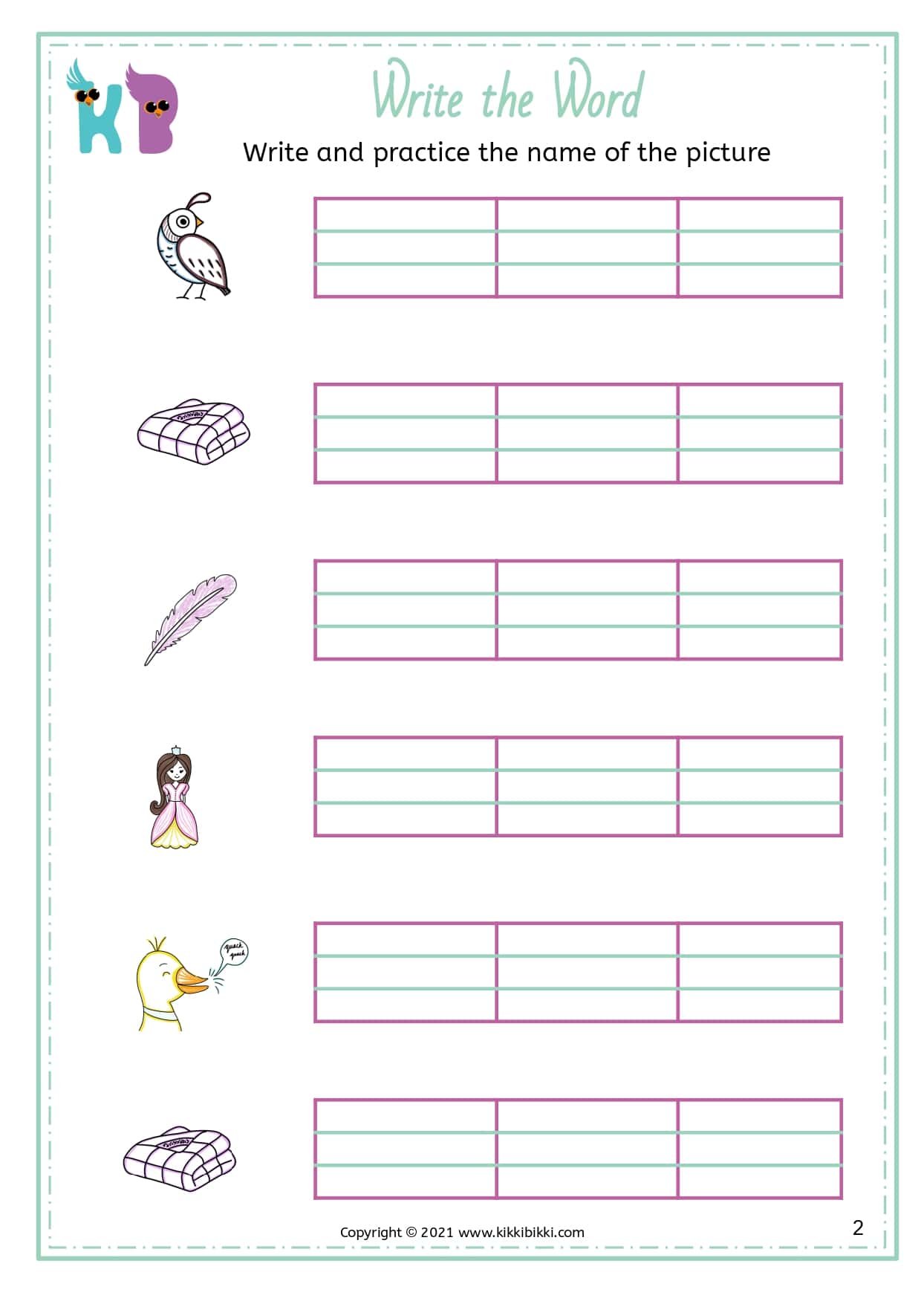 Introduction to 'QU' Sound - Write the Word Worksheets