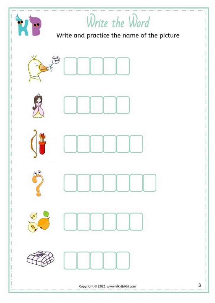 Introduction to 'QU' Sound - Write the Word Worksheets