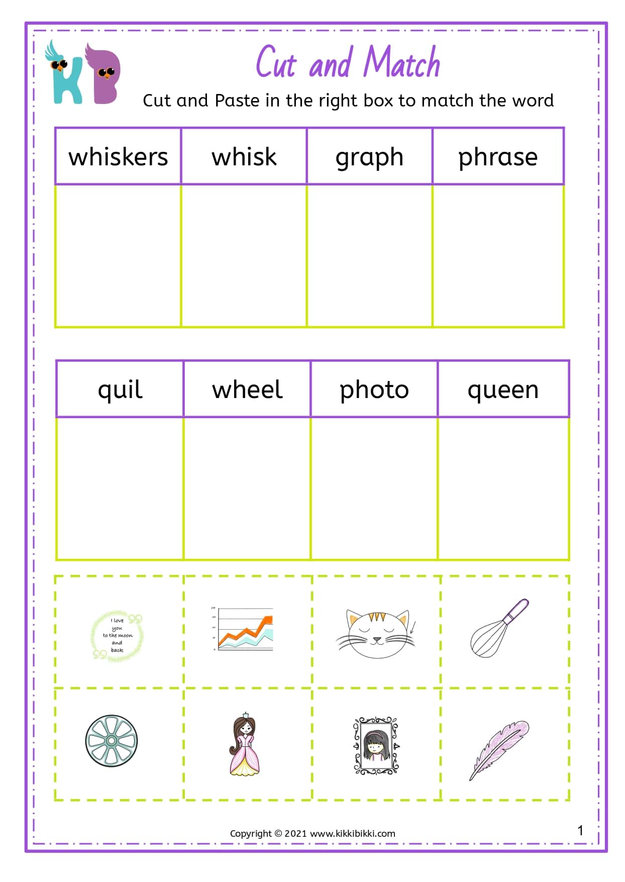 "Exploring Consonant Digraphs: Cut and Match Worksheets"