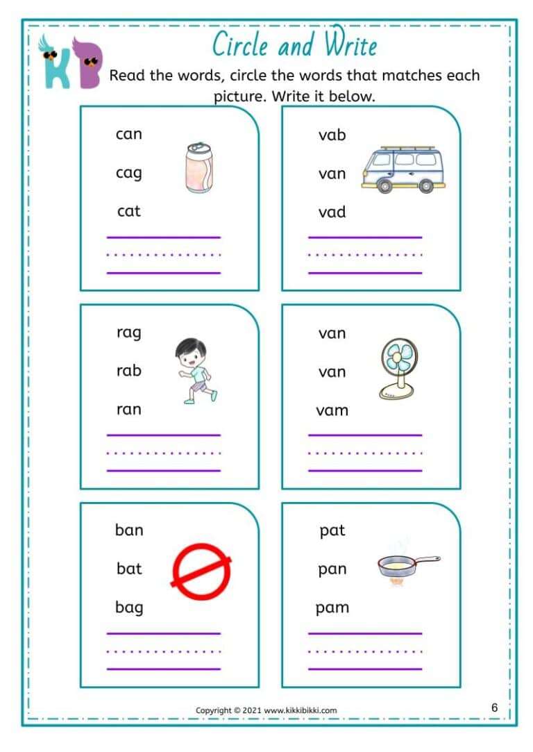 CVC AN Word Family - Read and Find Worksheets