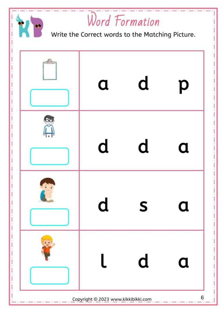 Fun Word Formation Worksheets for Kindergarten