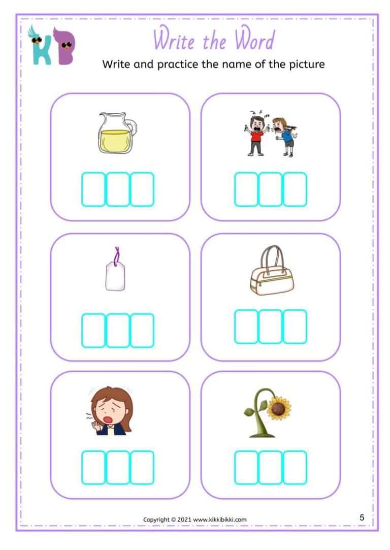 Write the Word Worksheets for Kindergarten Children