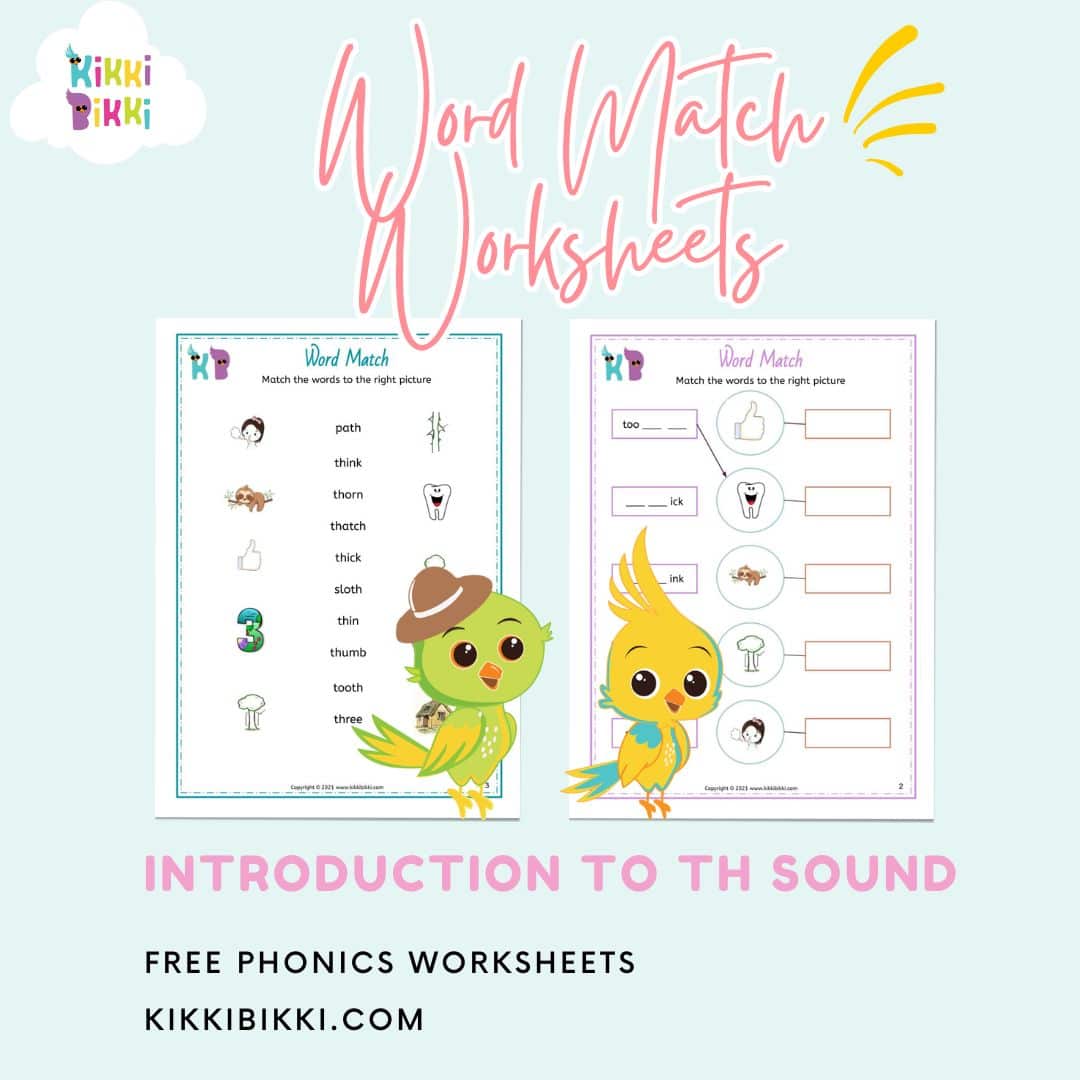 Introduction to 'TH' Sound Word Match Worksheets