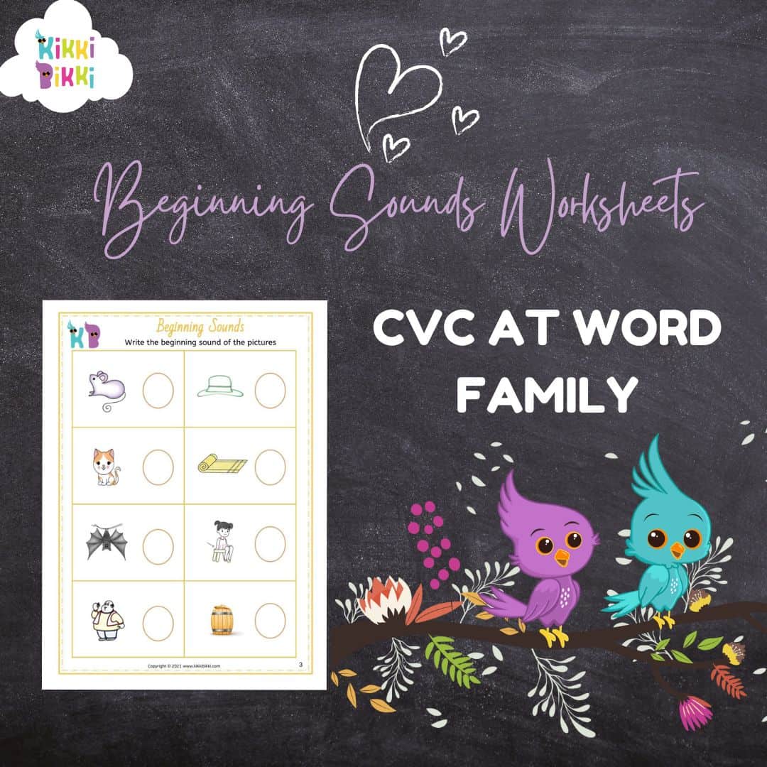CVC AT Word Family - Beginning Sounds Worksheets