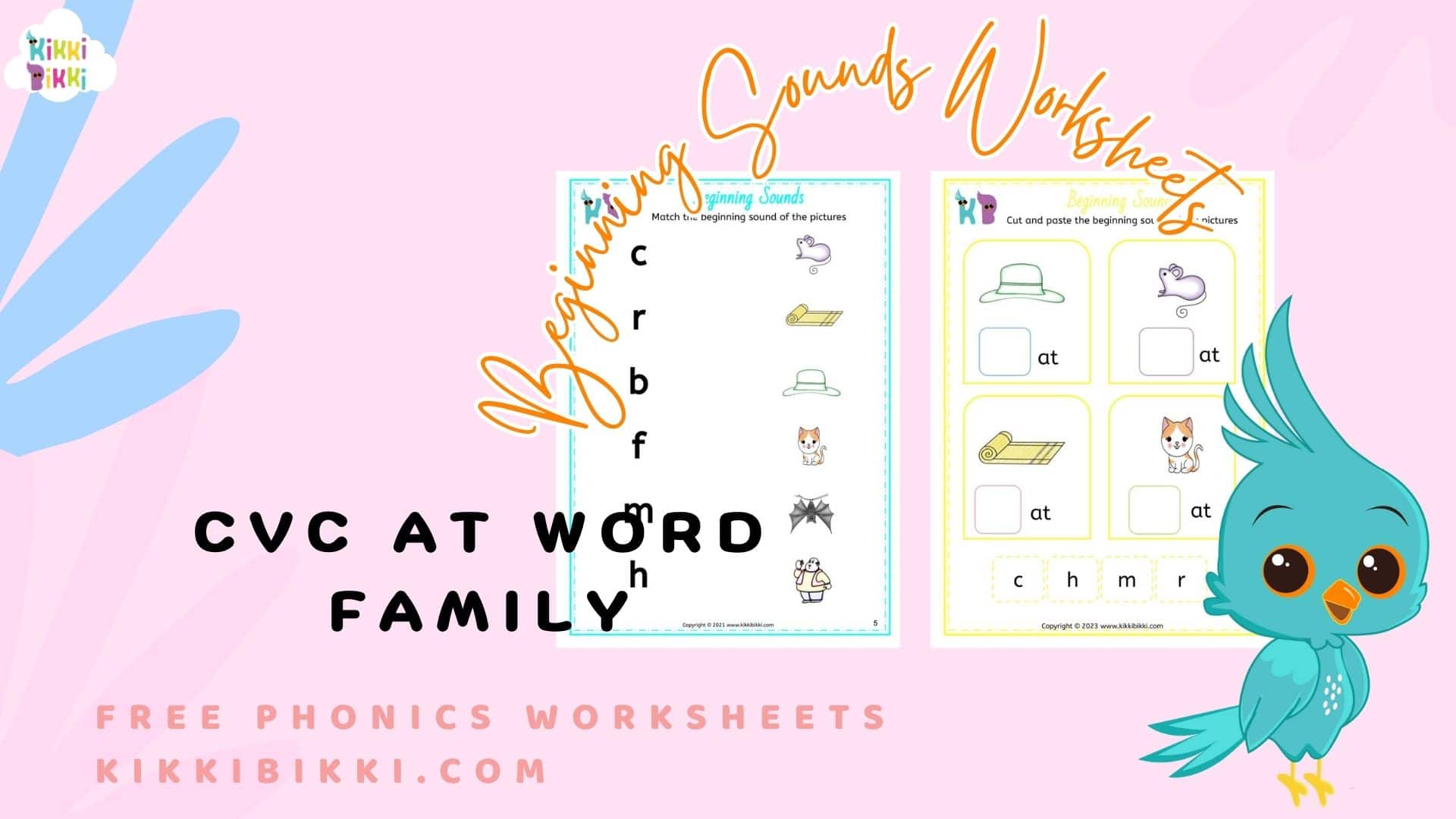 CVC AT Word Family - Beginning Sounds Worksheets