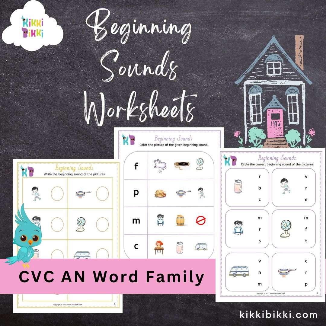 CVC AN Word Family - Beginning Sounds Worksheets