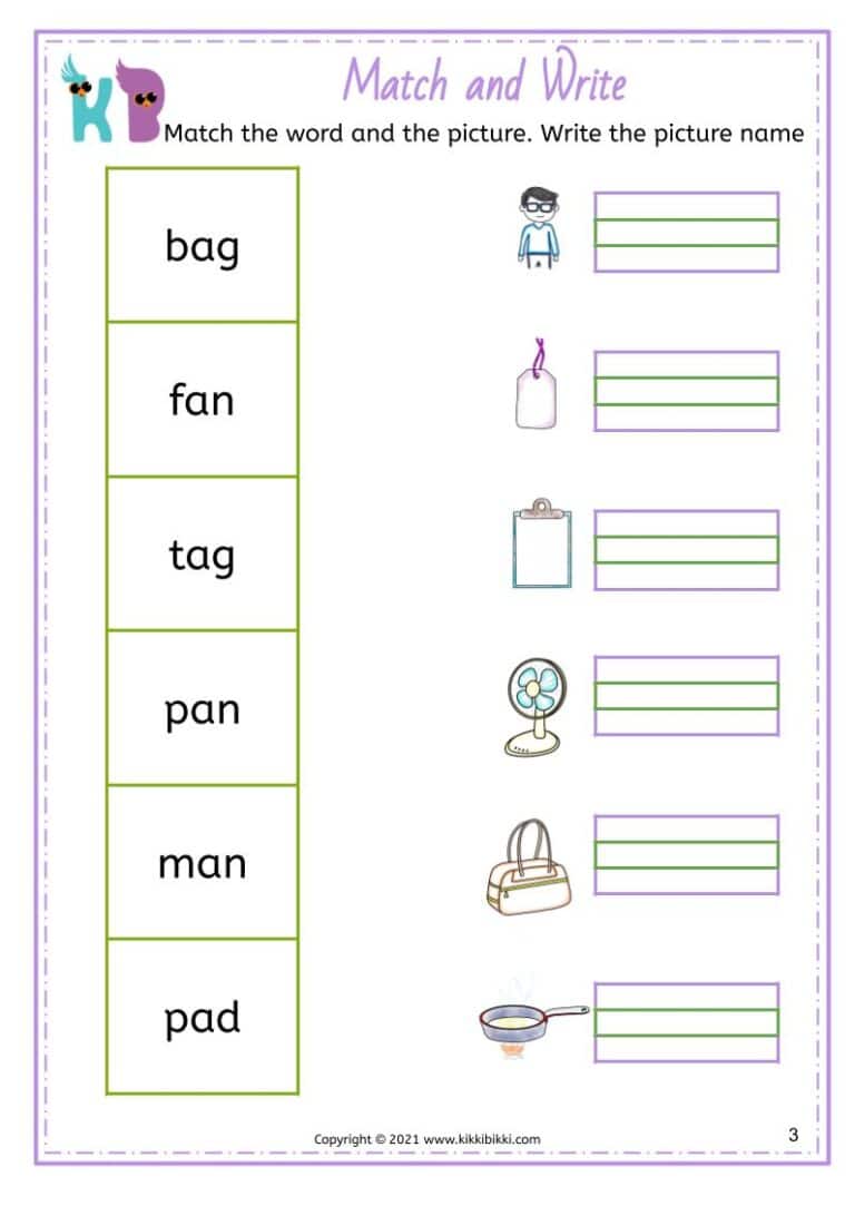 CVC A Sound Family: Word Match Worksheets