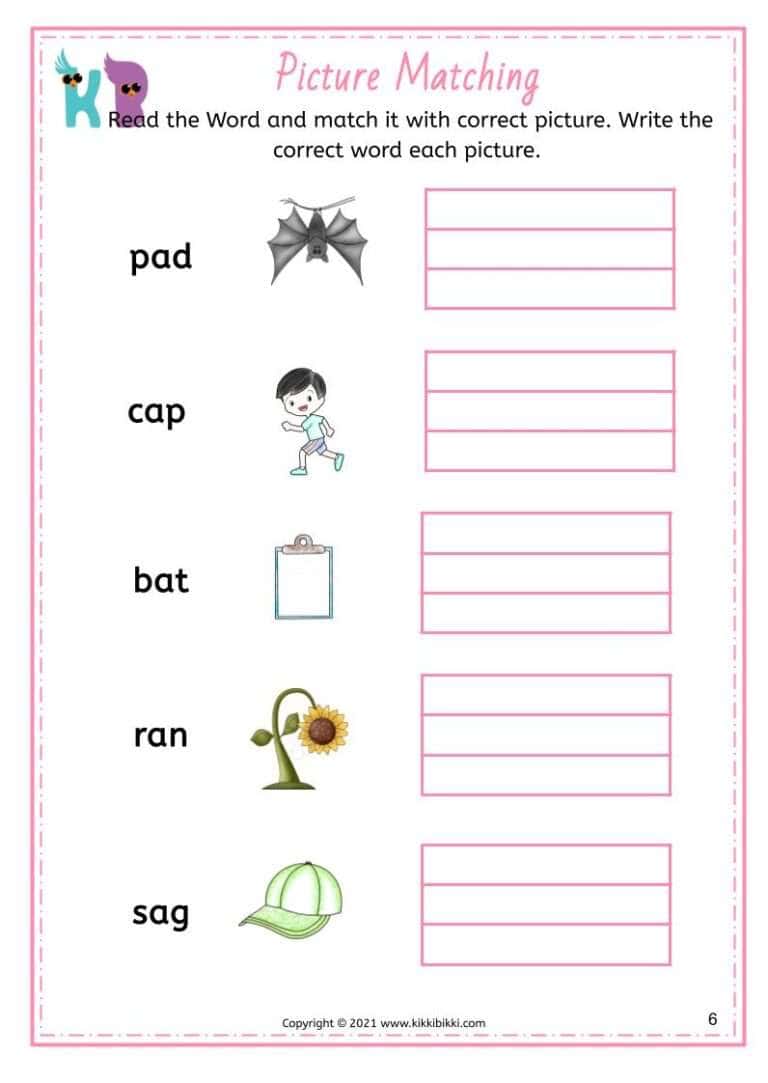 Phonics Adventure: Picture Matching with CVC A Sound Family