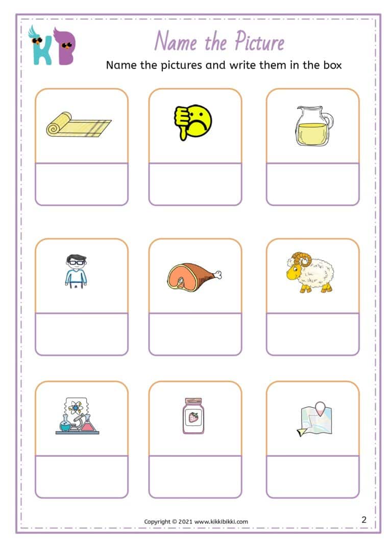 CVC A Sound Family: Name the Pictures Worksheets