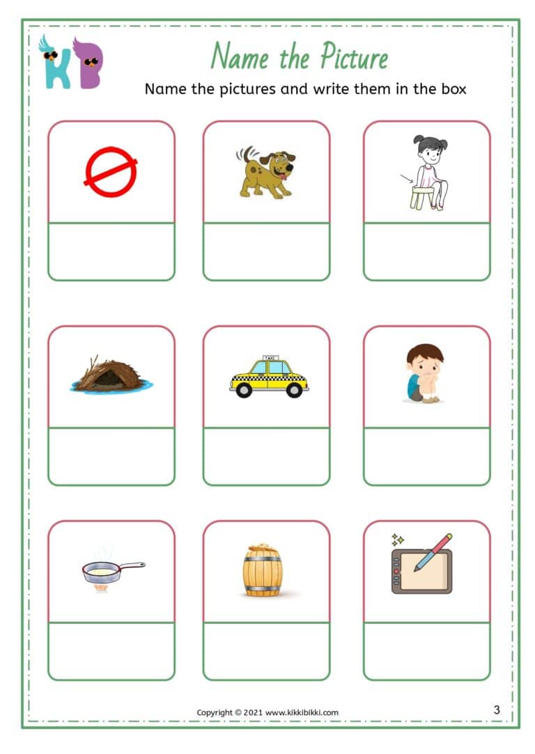 CVC A Sound Family: Name the Pictures Worksheets