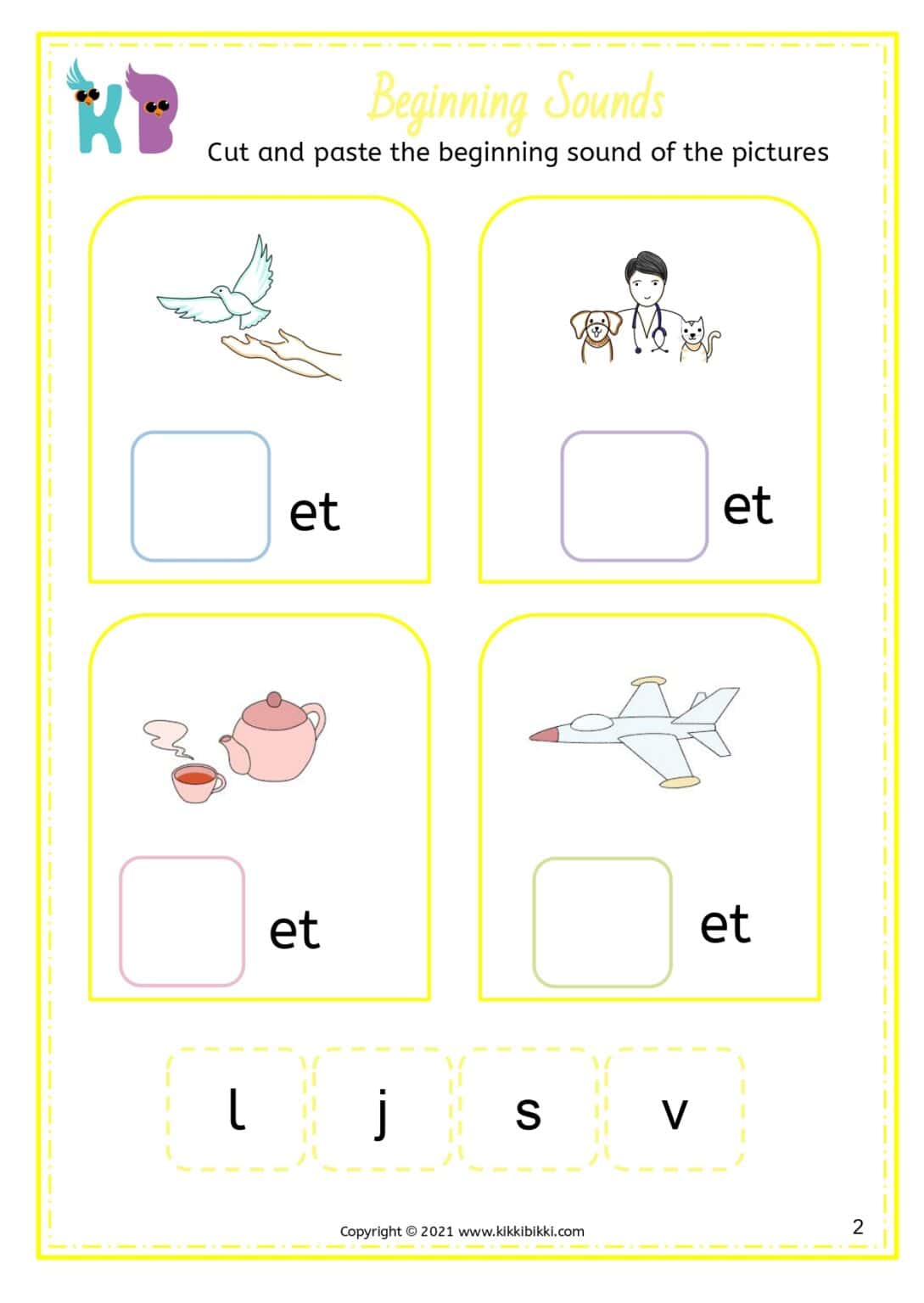 CVC ET Word Family - Beginning Sounds Worksheets