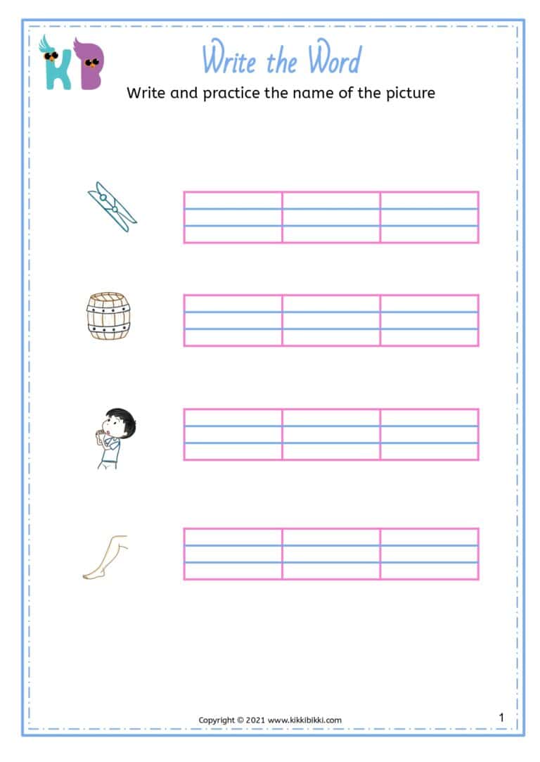 CVC EG Word Family - Write the Word Worksheets