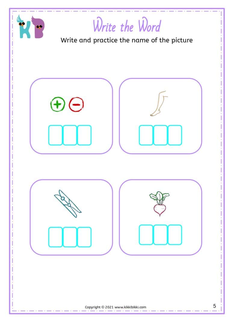 CVC EG Word Family - Write the Word Worksheets