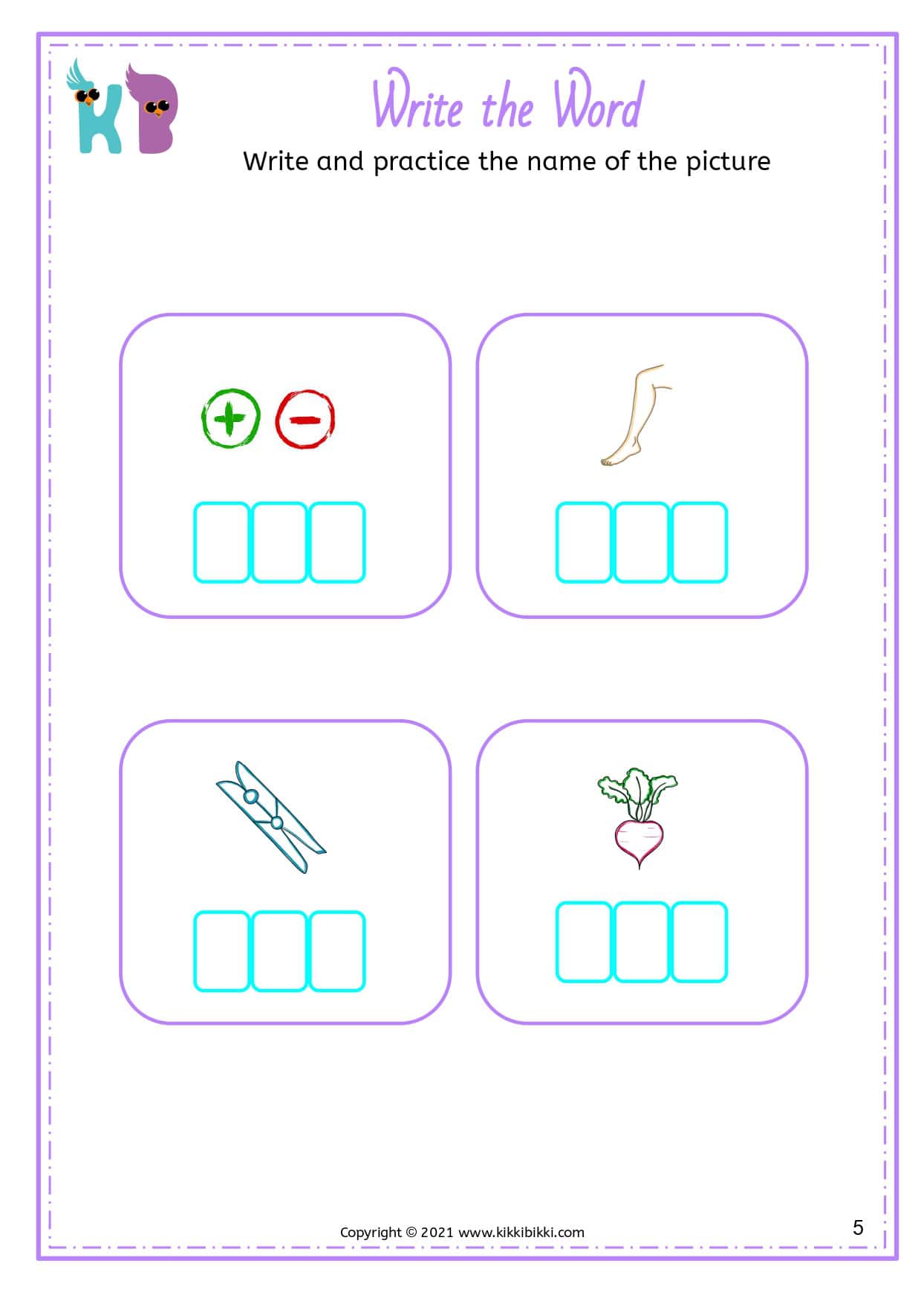 CVC EG Word Family - Write the Word Worksheets