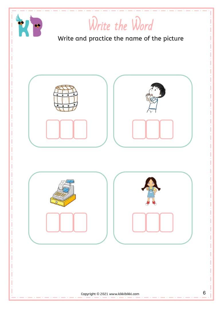 CVC EG Word Family - Write the Word Worksheets