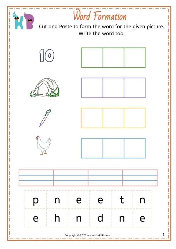 Phonics Fun: CVC EN Word Family - Word Formation Worksheets