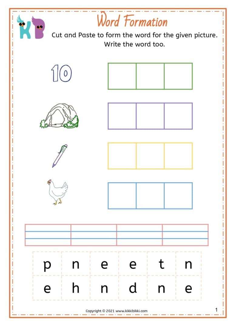 Phonics Fun: CVC EN Word Family - Word Formation Worksheets