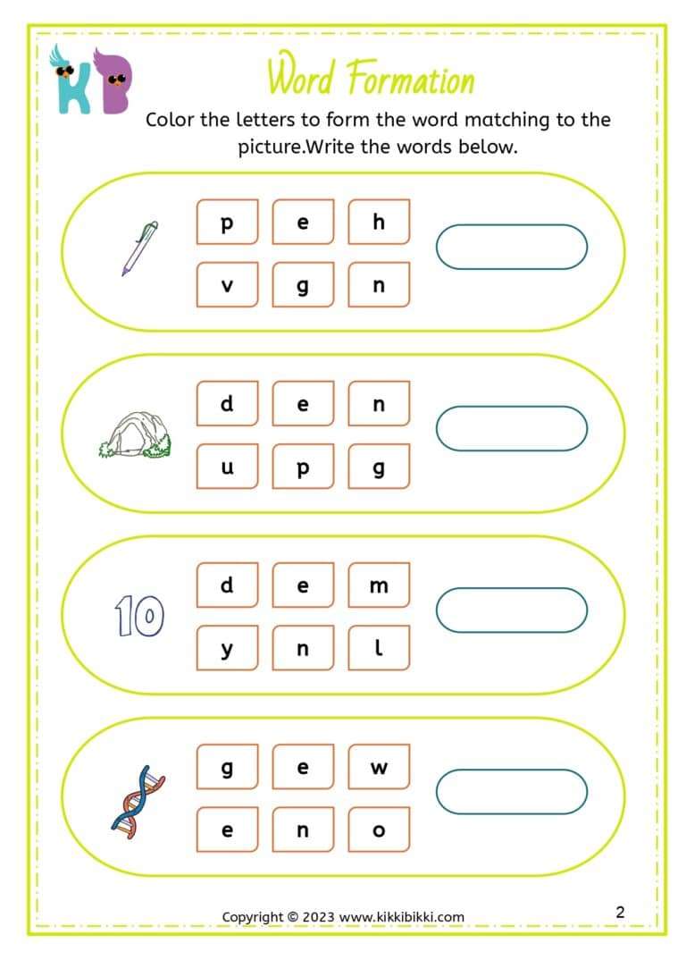 Phonics Fun: CVC EN Word Family - Word Formation Worksheets