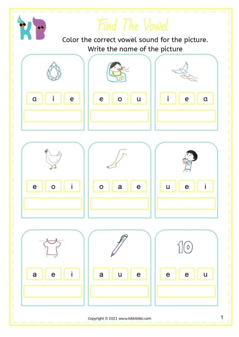 Consolidation of E Sound Family - Find the Vowel Worksheets