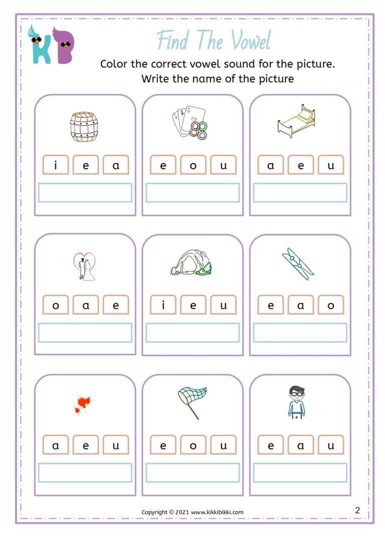 Consolidation of E Sound Family - Find the Vowel Worksheets