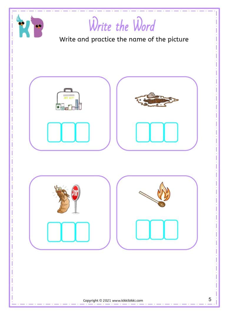 CVC IT Word Family - Write the Word Worksheets for Kindergarten