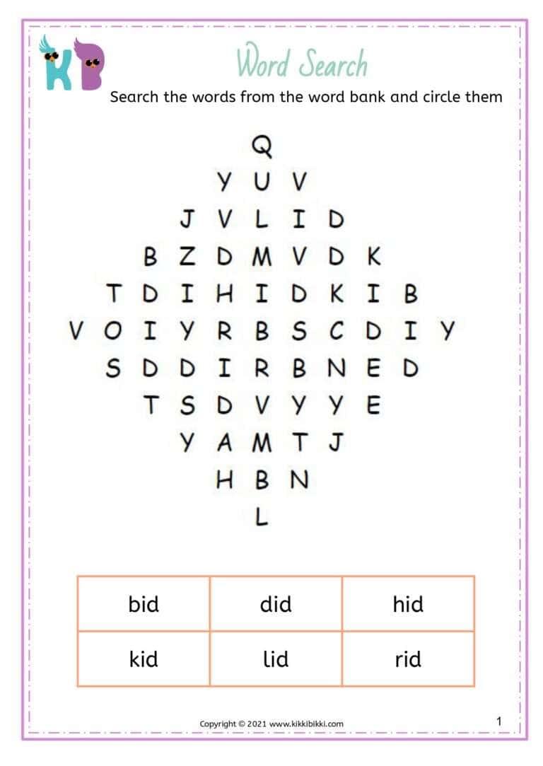 Phonics Adventure: Kindergarten Word Search Worksheet