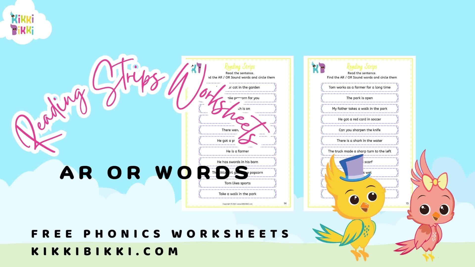 AR and OR Sound Family - Reading Strips Worksheets