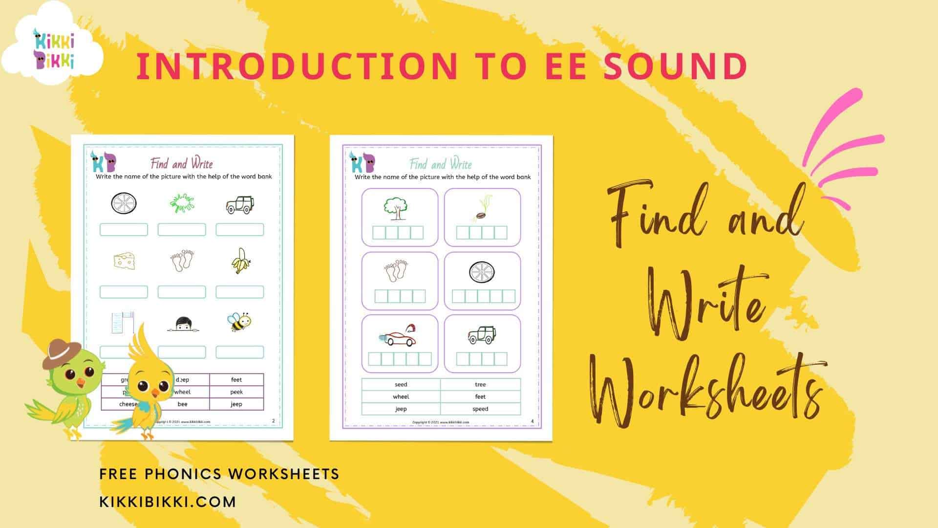 Exploring Vowel Digraphs: EE Sound Find and Write Worksheets