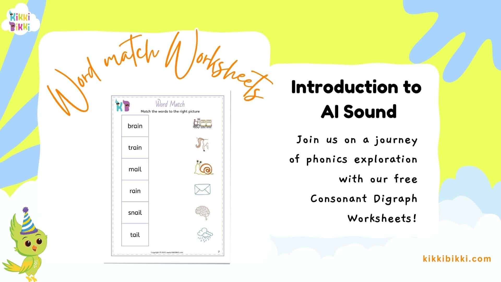 AImagination: Vowel Digraph AI Word Match Worksheets