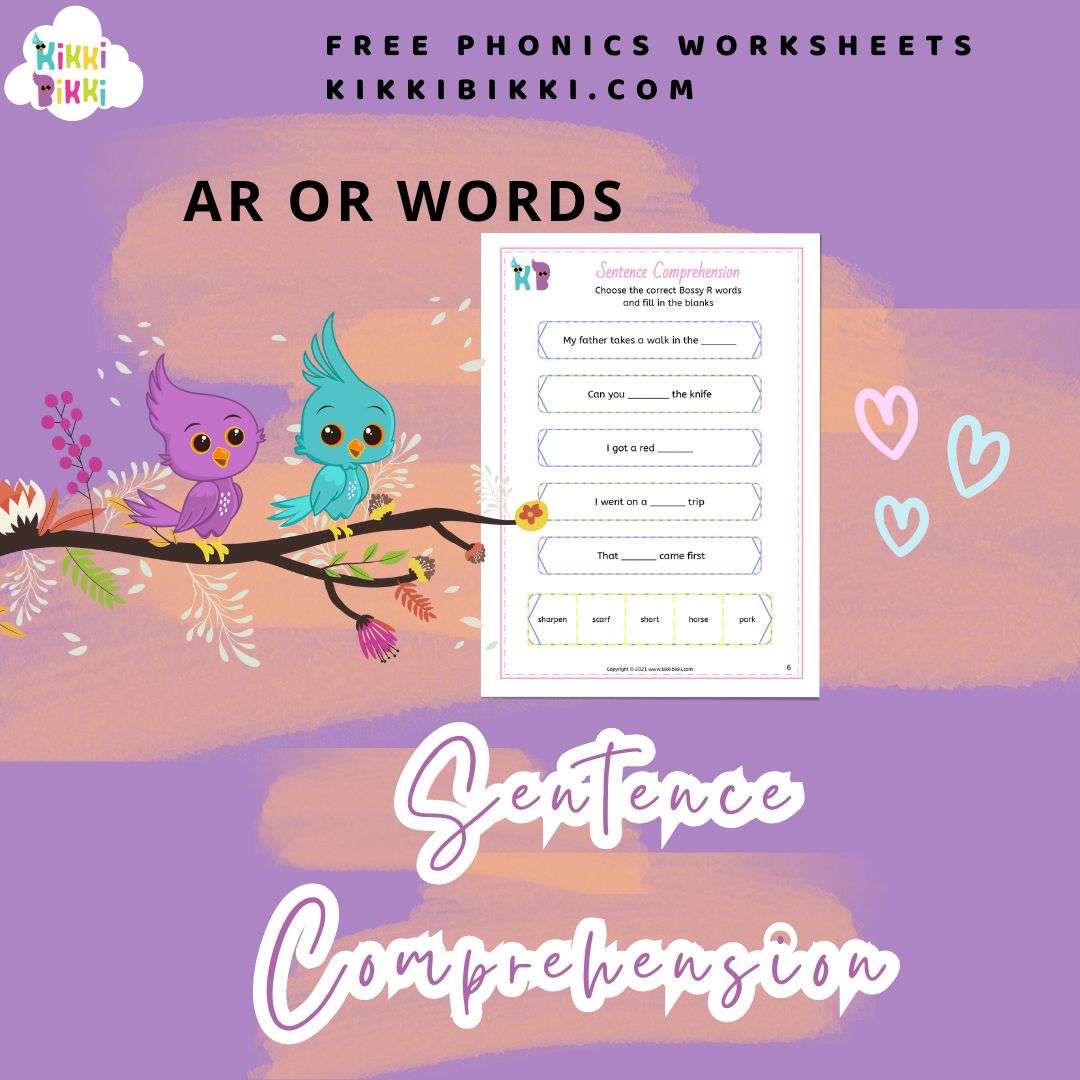 AR and OR Sound Family - Sentence Comprehension Worksheets