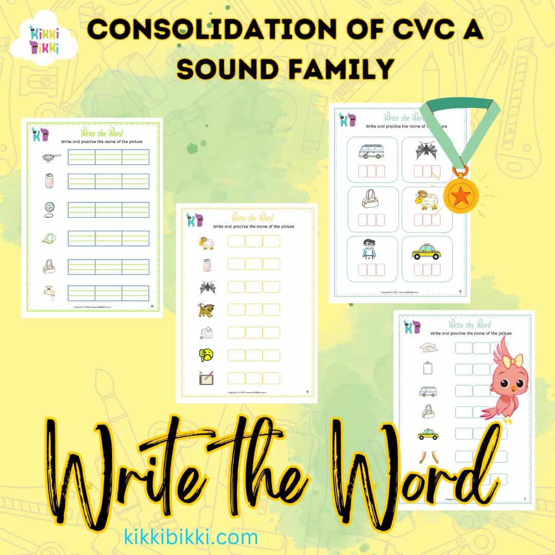Consolidation CVC A Sound Family - Write the Word Worksheets