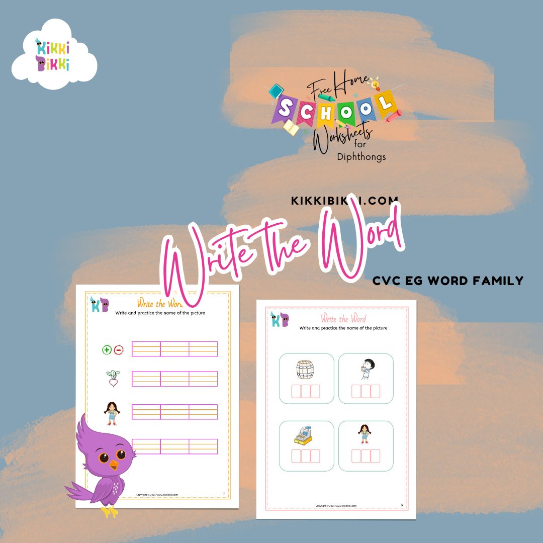 CVC EG Word Family - Write the Word Worksheets