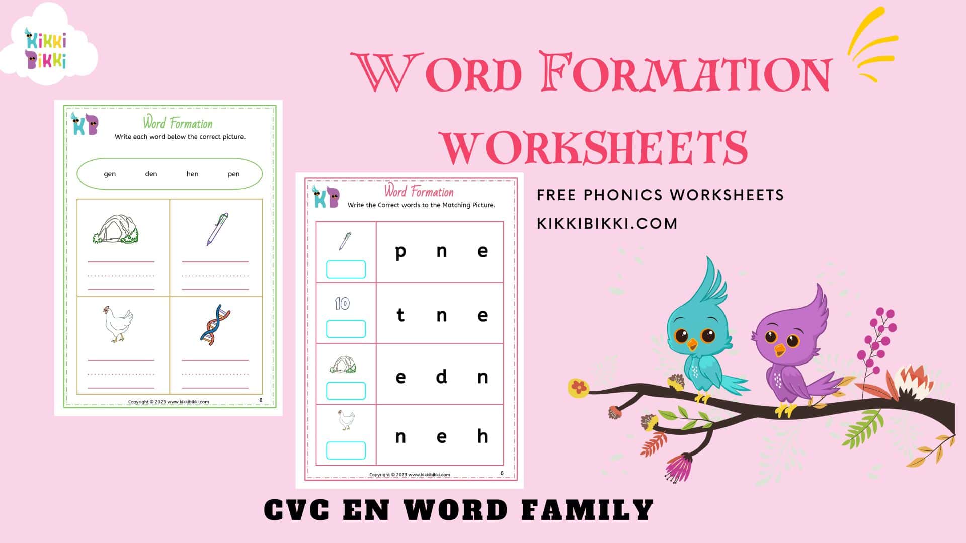 Phonics Fun: CVC EN Word Family - Word Formation Worksheets