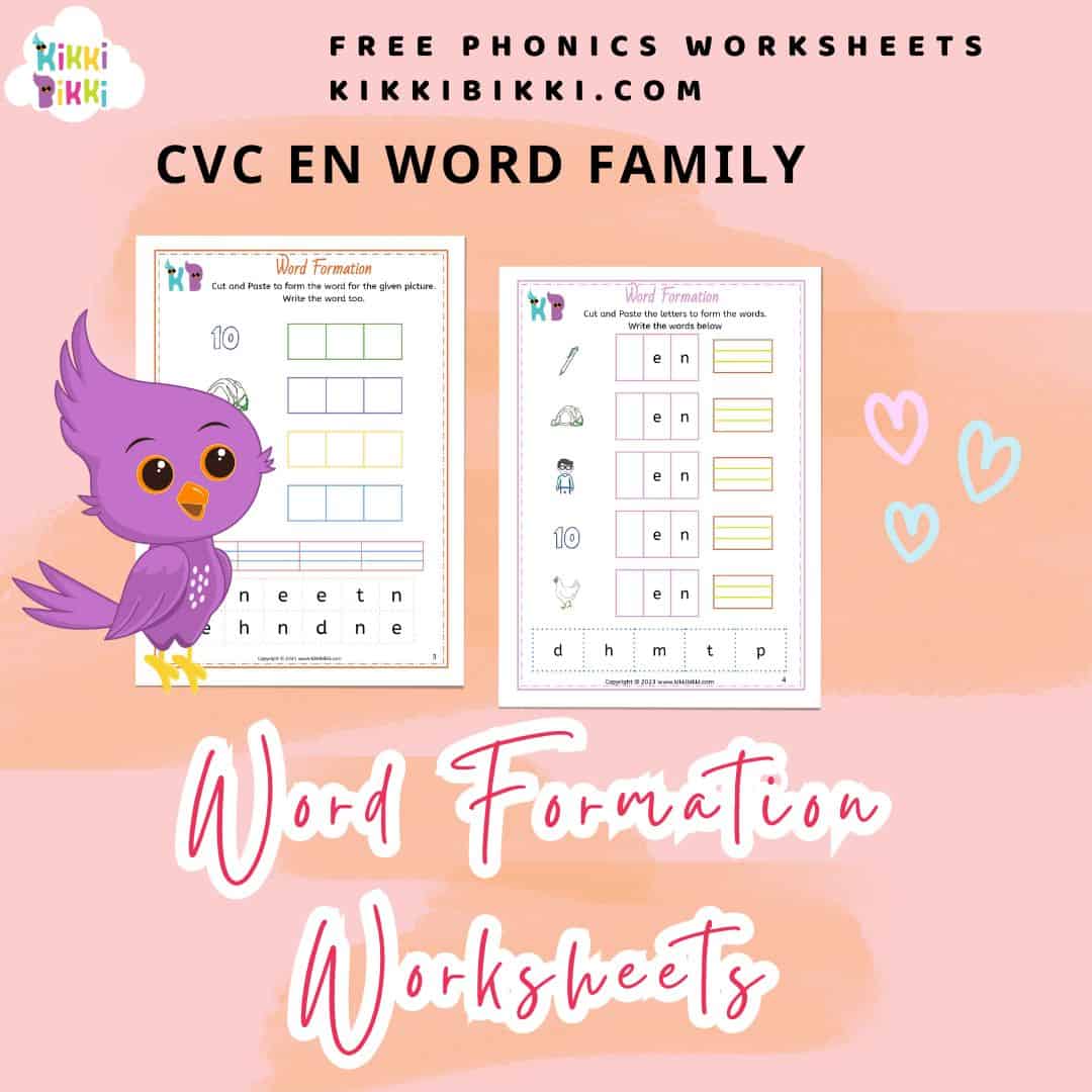 Phonics Fun: CVC EN Word Family - Word Formation Worksheets